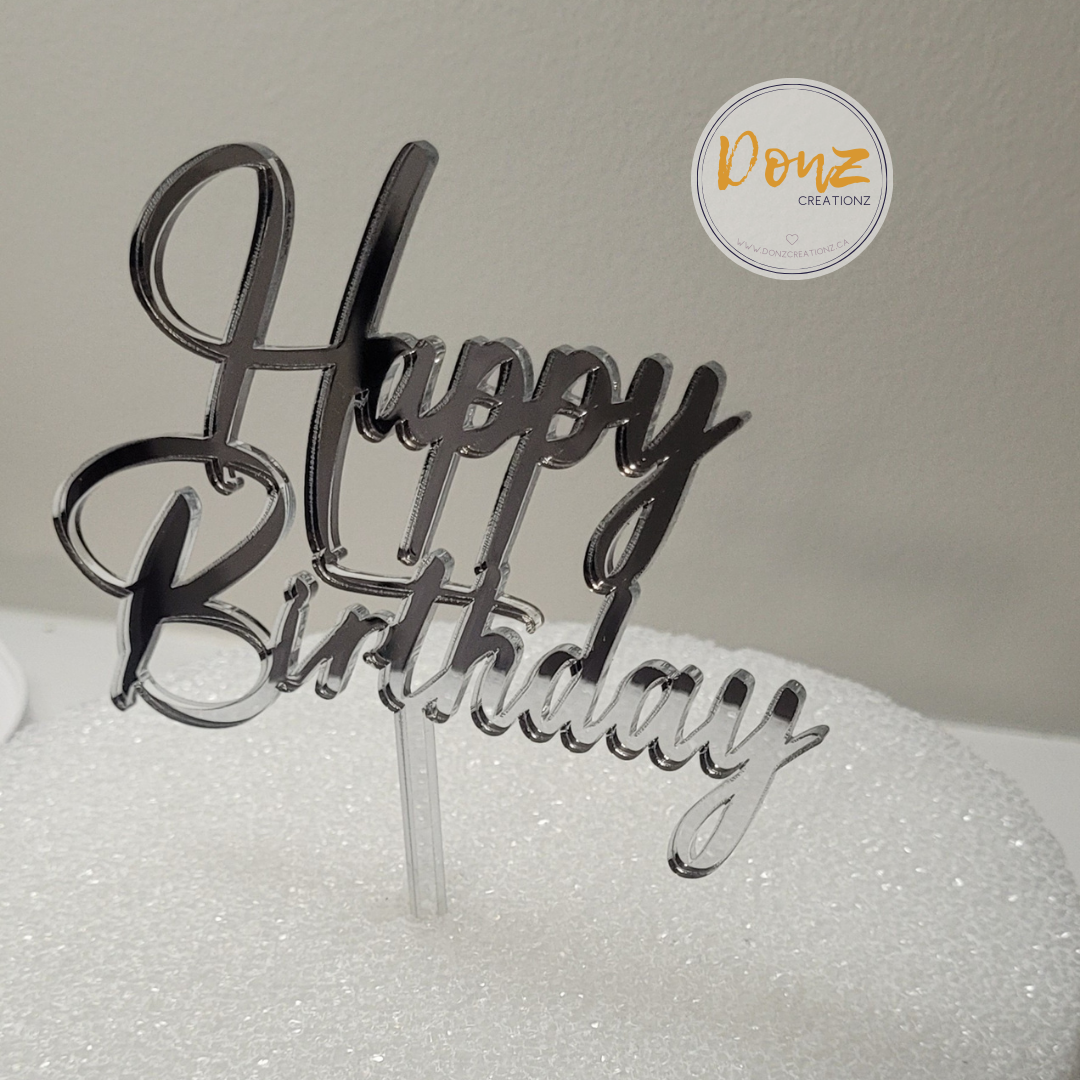 Happy Birthday Cursive Cake